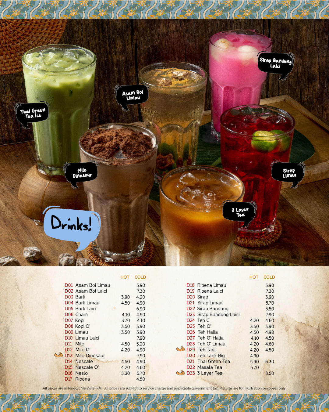 Our Menu - Teh Tarik Place
